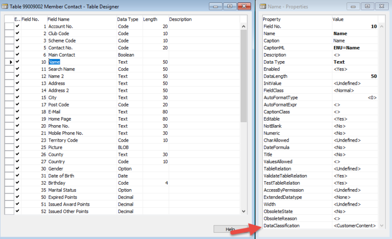 DataClassification Property