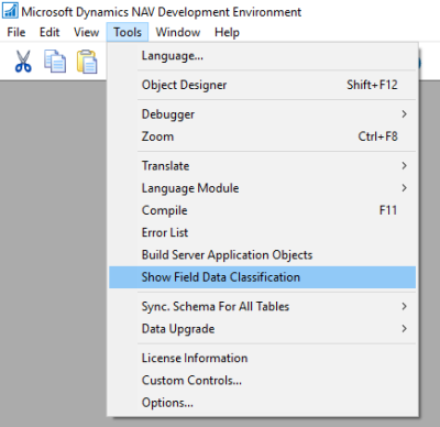 DataClassification Property