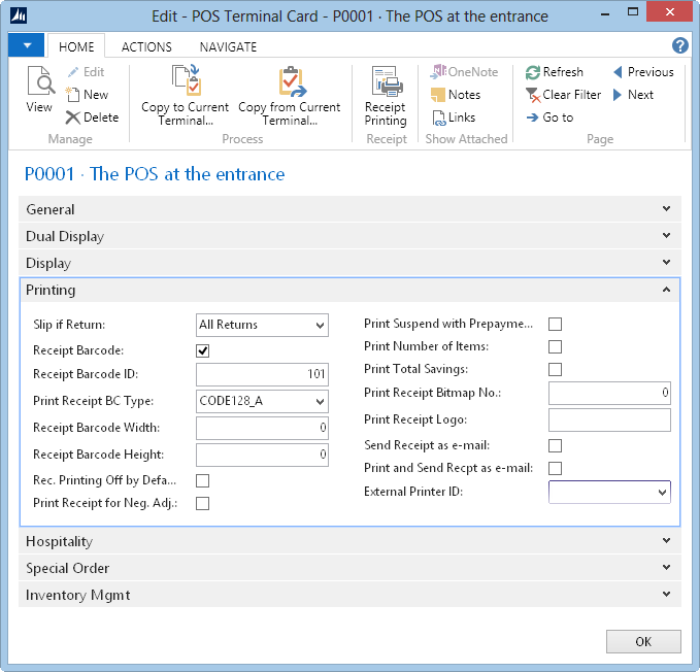 Printing Receipt Barcodes