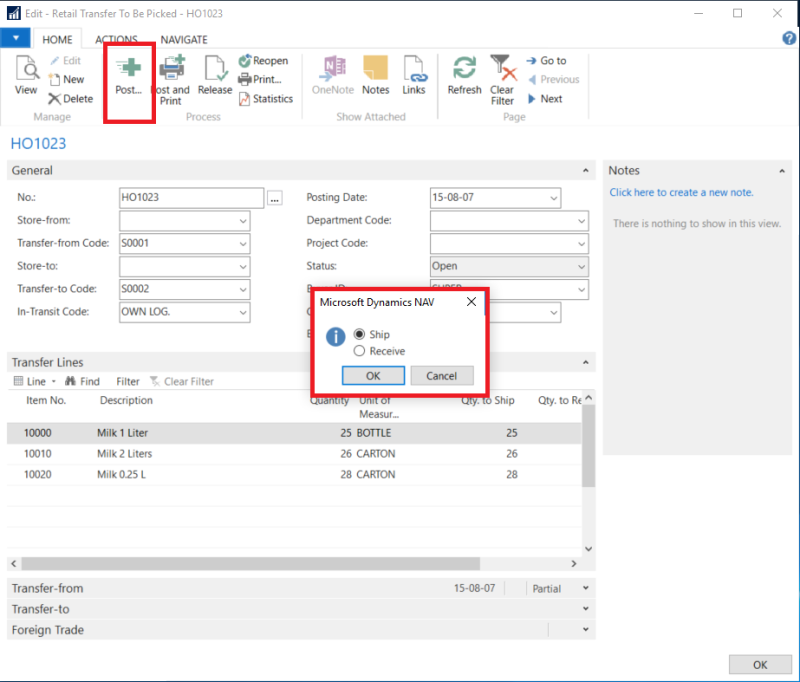 How to: Execute Transfer Orders for Redistribution